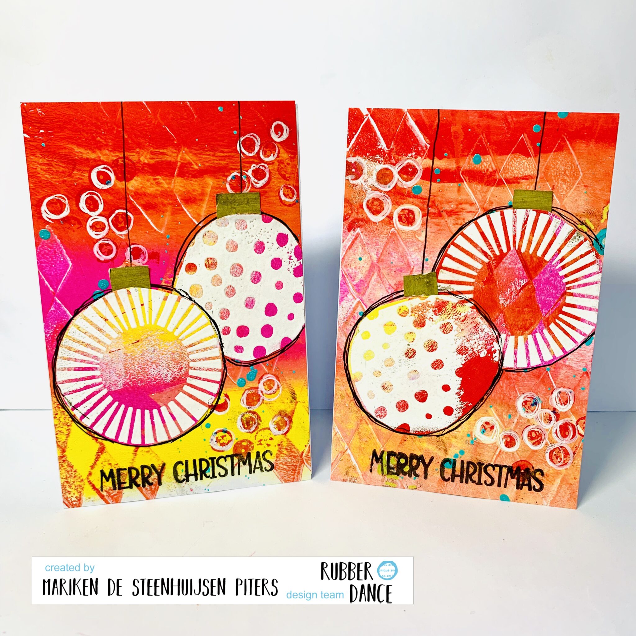 Gelli Printed Christmas cards with Carved Collection #3 – Rubber Dance ...