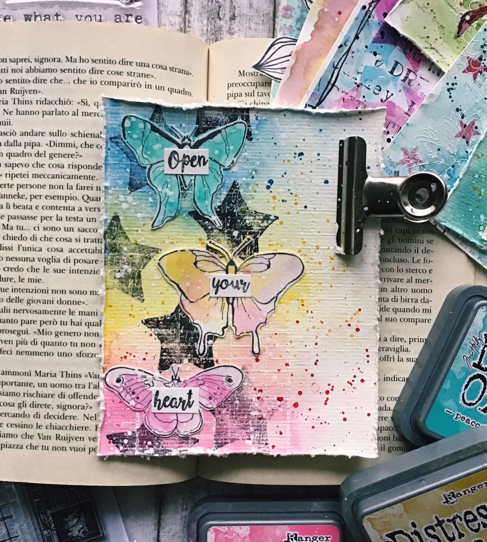 Rainbow Art Journal Page with Inky Friends – Rubber Dance Art Stamps Blog