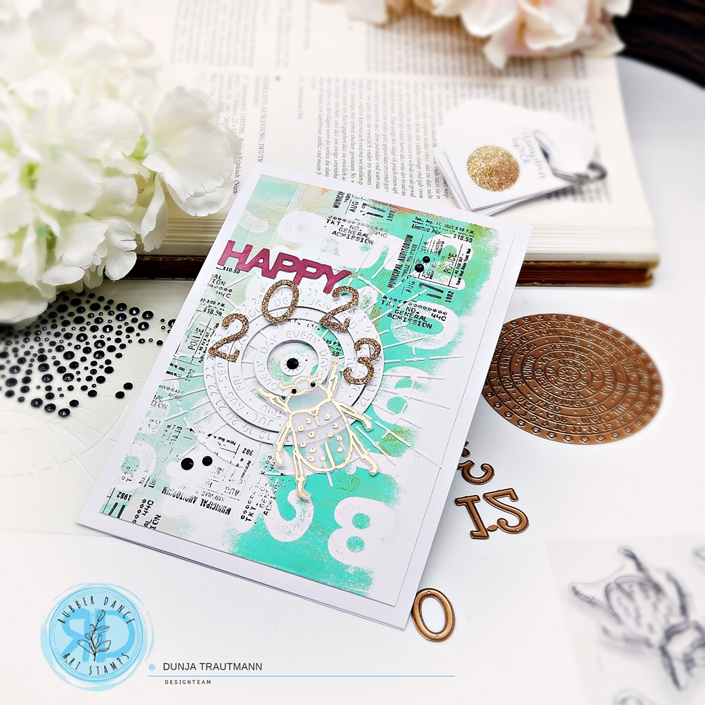 Mixed Media Card: Happy 2023 – Rubber Dance Art Stamps Blog