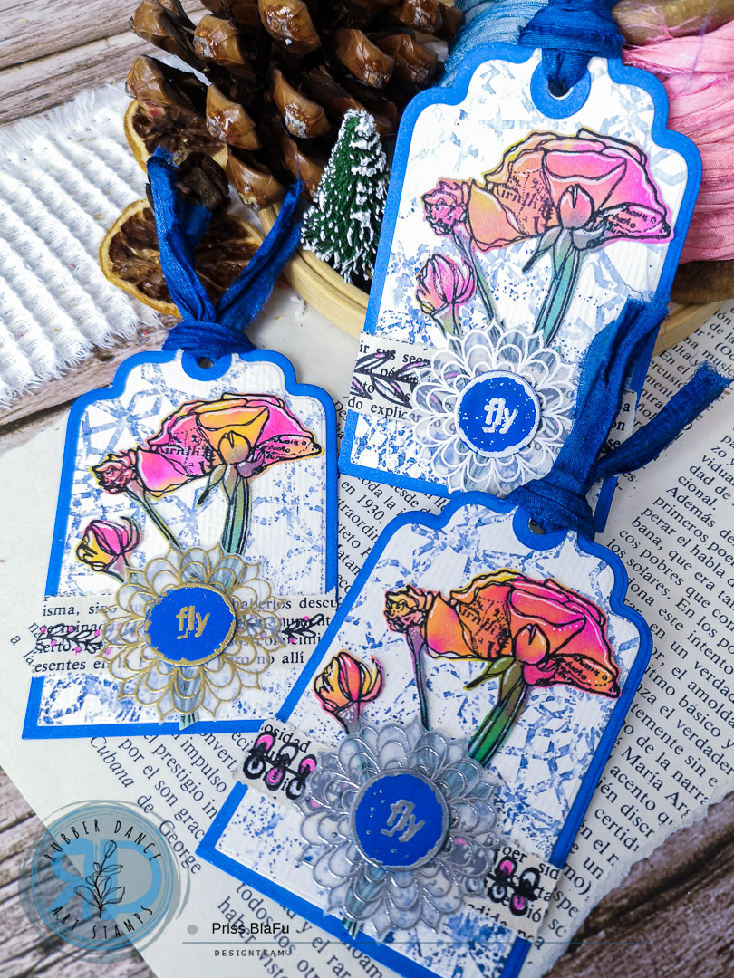 Stamped Gift Tags Flowers Gone Wild – Rubber Dance Art Stamps Blog