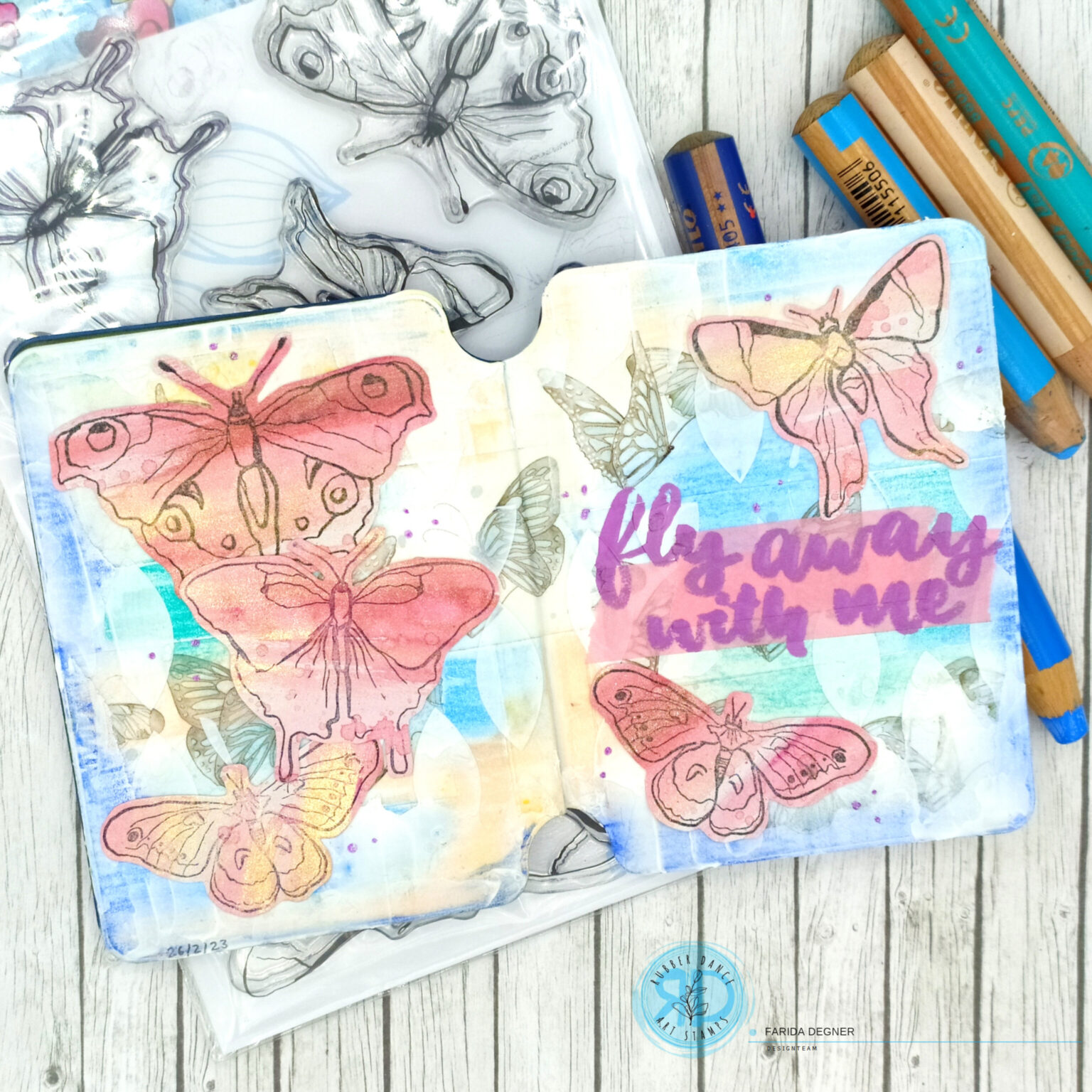 Mini Art Journal Page with Inky Friends – Rubber Dance Art Stamps Blog
