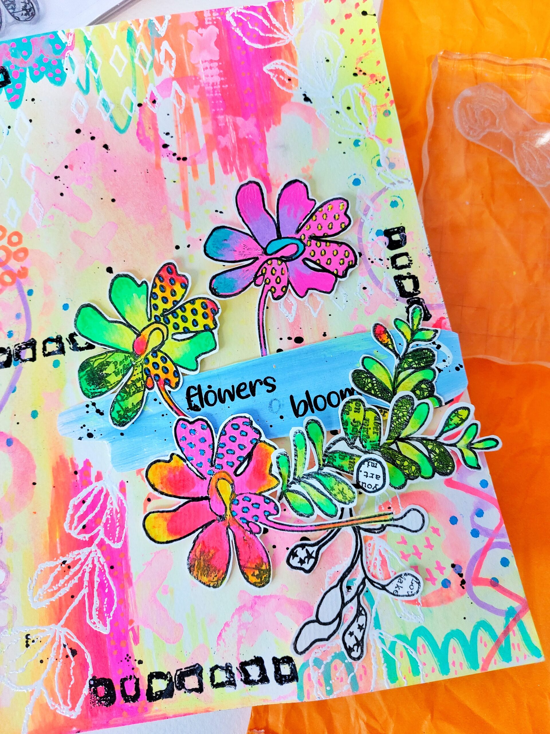 NEON Art Journal Page Tutorial with Doodle Flowers – Rubber Dance Art ...
