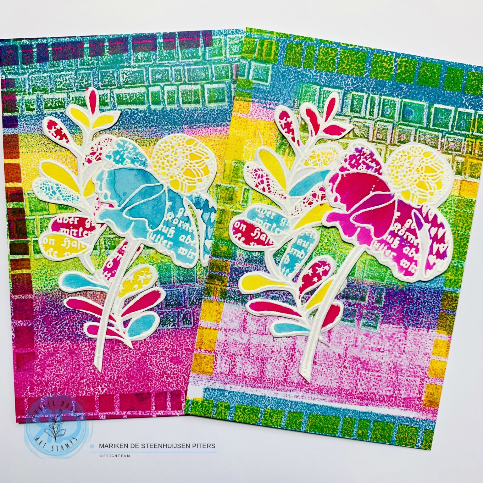 Gelli Printed Cards with Doodle Flowers – Rubber Dance Art Stamps Blog