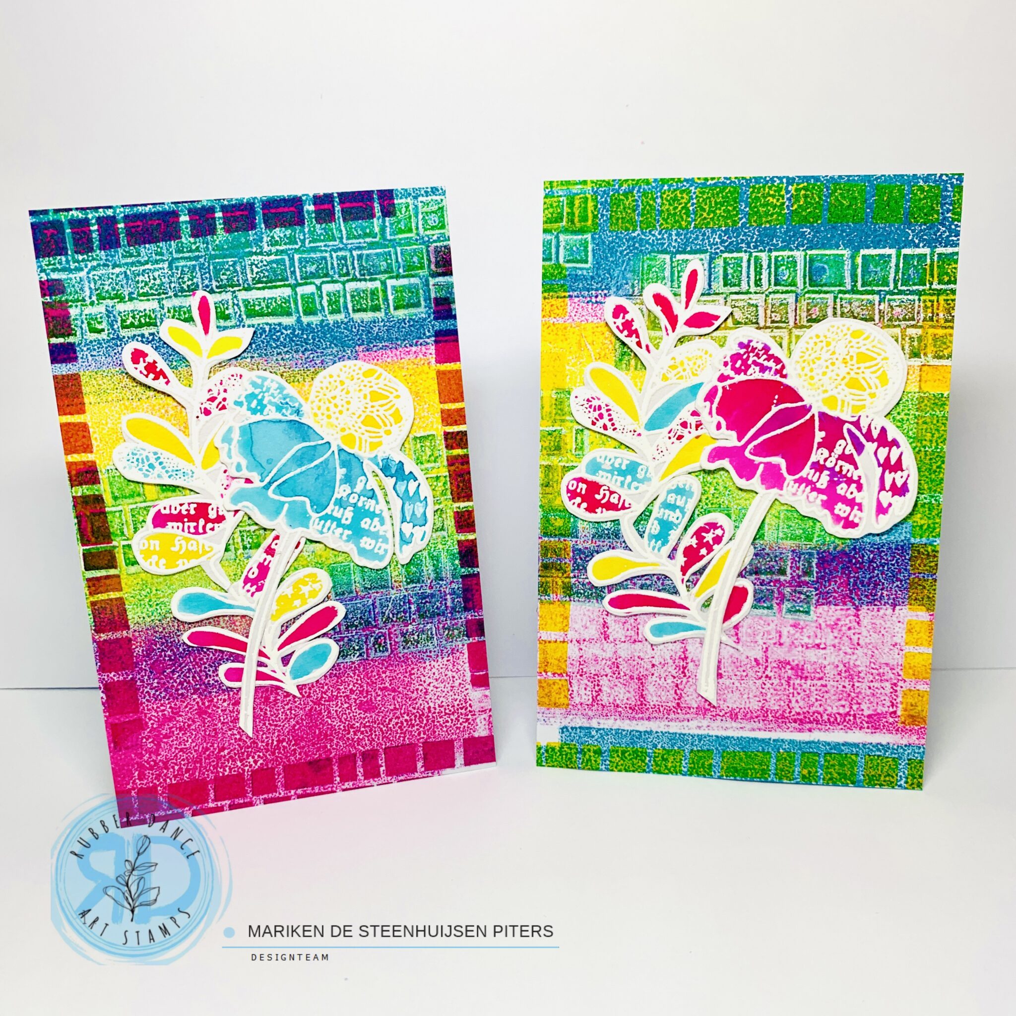 Gelli Printed Cards with Doodle Flowers – Rubber Dance Art Stamps Blog