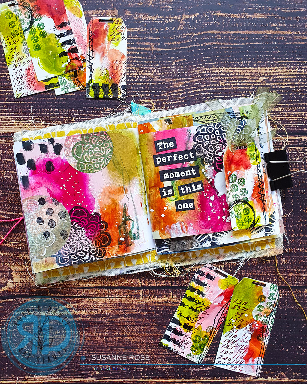 Messy Art Journal Page with Carved Collection #3 – Rubber Dance Art ...