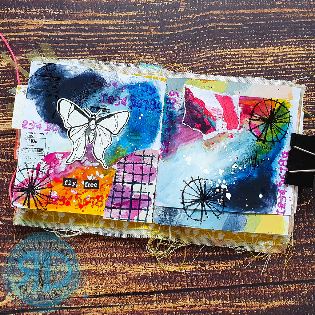 Messy Art Journal Page with Inky Friends – Rubber Dance Art Stamps Blog