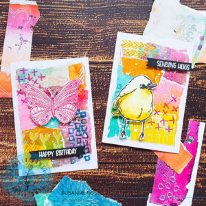 Greeting Cards with Gelli Print Collage – Rubber Dance Art Stamps Blog