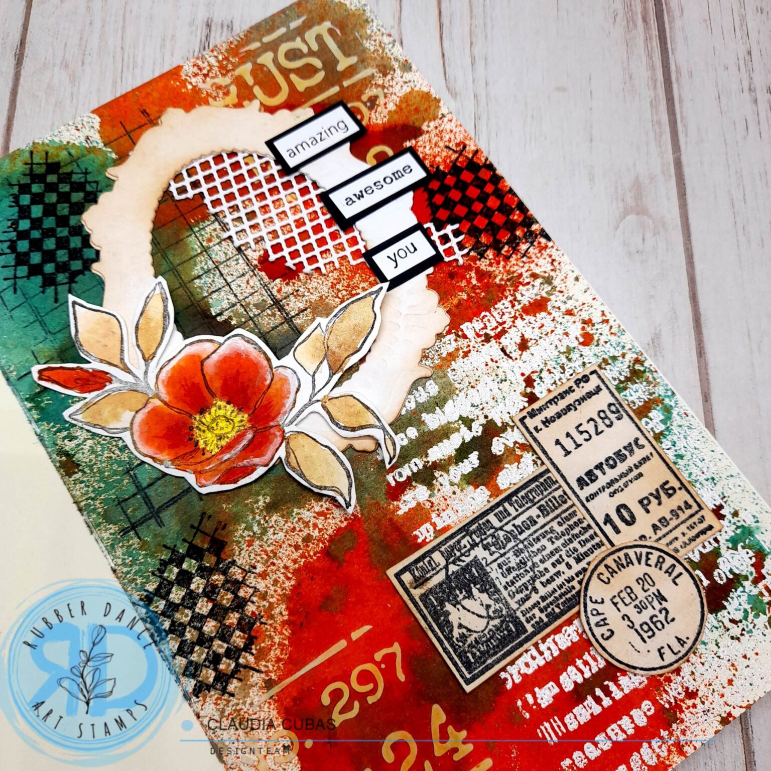 Art Journal page with Inky Flowers – Rubber Dance Art Stamps Blog