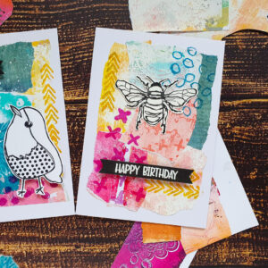 Greeting Cards with Gelli Print Collage – Rubber Dance Art Stamps Blog