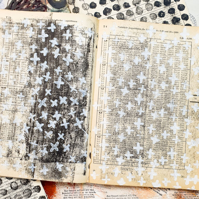 Collage Paper Collection using and Old Book and Stamps – Rubber Dance ...