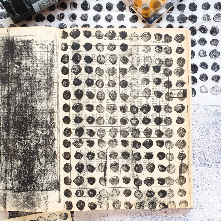 Collage Paper Collection using and Old Book and Stamps – Rubber Dance ...