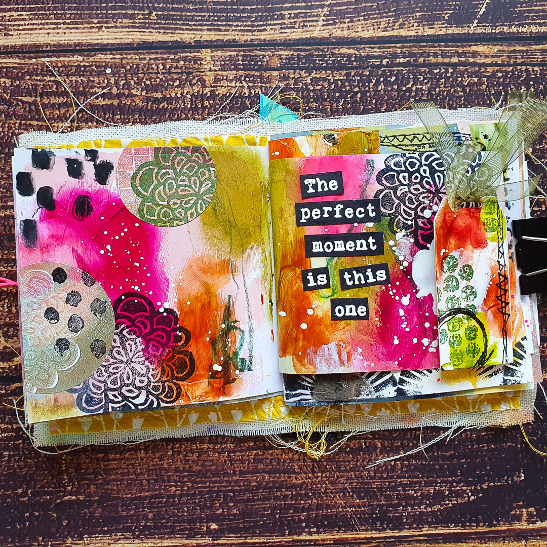 Messy Art Journal Page with Carved Collection #3 – Rubber Dance Art ...