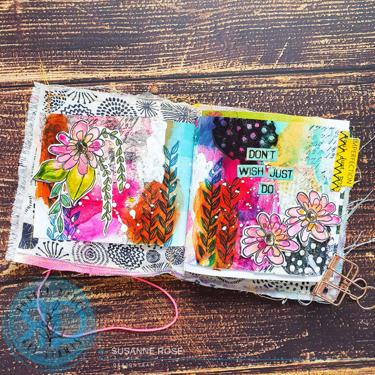 Messy Art Journal Page with Sketchy Flowers 3 – Rubber Dance Art Stamps ...