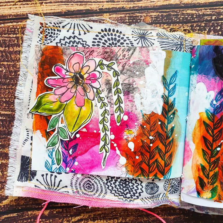 Messy Art Journal Page with Sketchy Flowers 3 – Rubber Dance Art Stamps ...