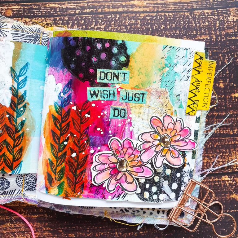 Messy Art Journal Page with Sketchy Flowers 3 – Rubber Dance Art Stamps ...