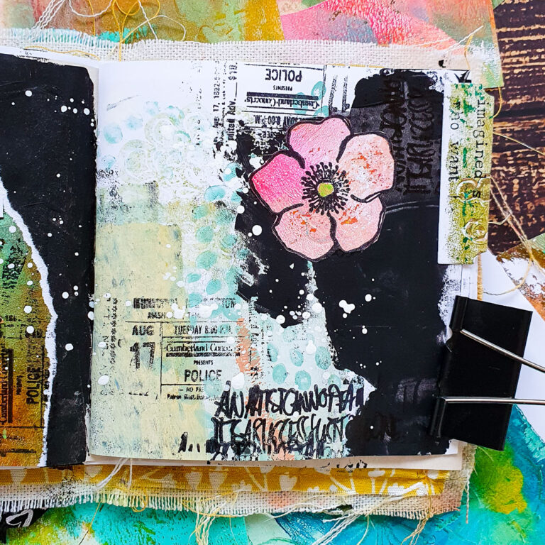 Art Journal Page with Inky Flowers – Rubber Dance Art Stamps Blog