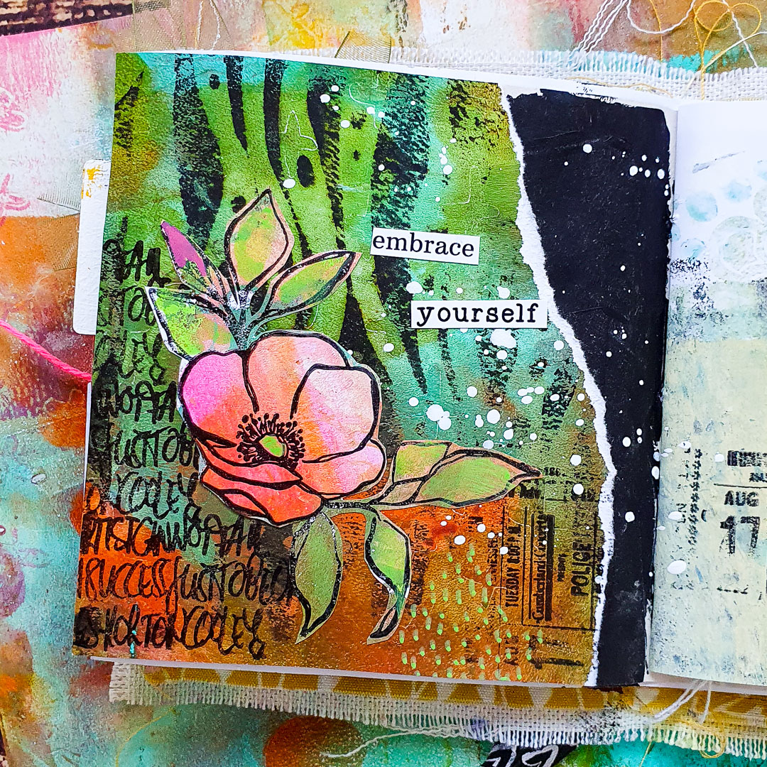 Art Journal Page with Inky Flowers – Rubber Dance Art Stamps Blog