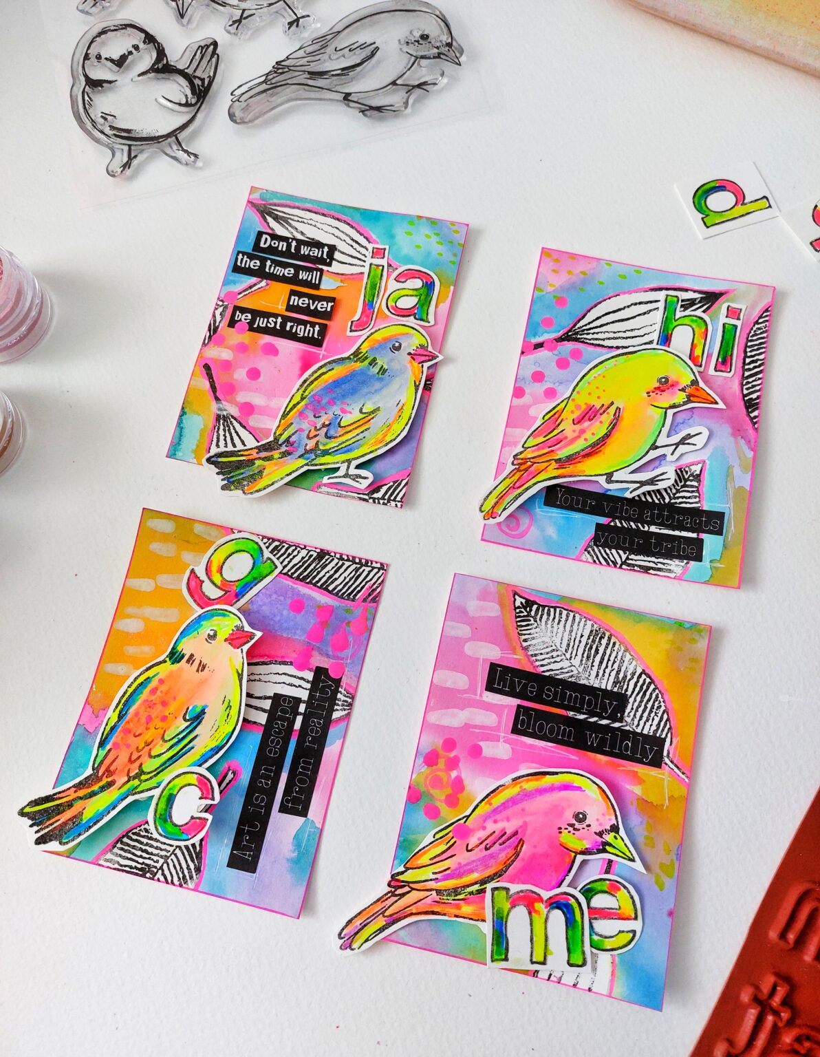 ATC’S with Powder Pigments – Tutorial – Rubber Dance Art Stamps Blog