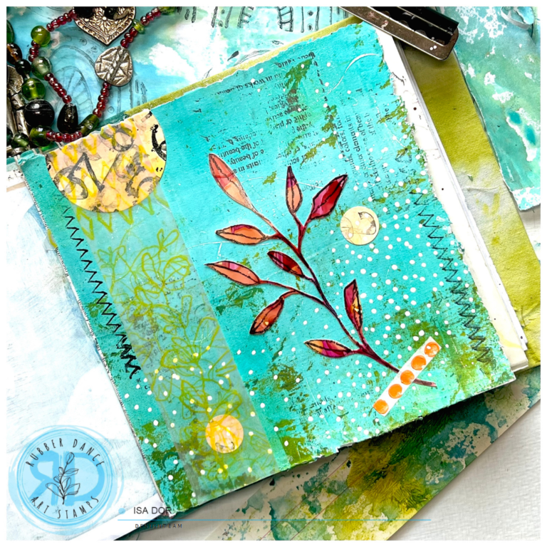Art Journal Page – Stamping on an Alcohol Ink Background – Rubber Dance ...