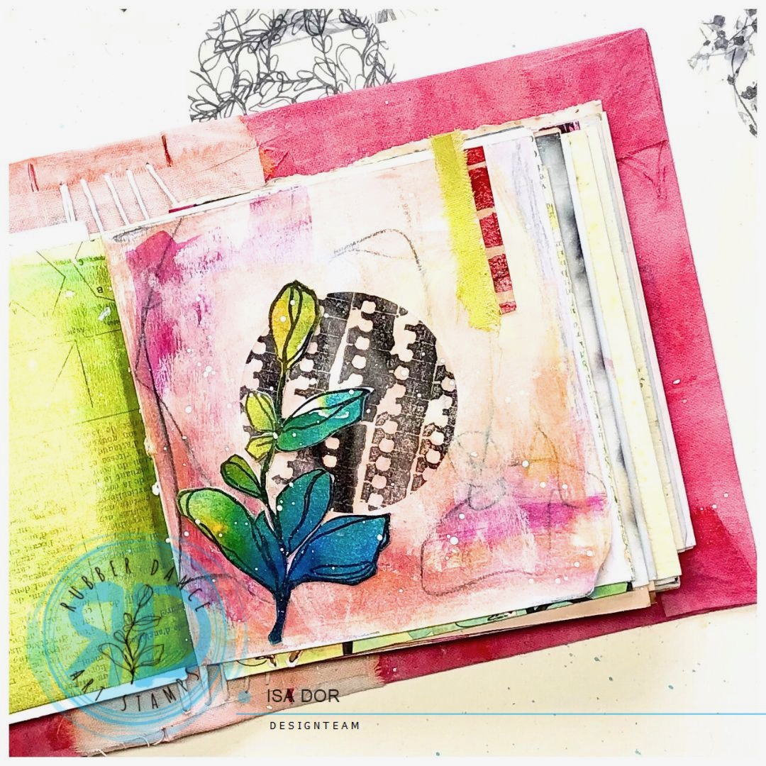 Mixed Media Art Journal Page with Sketchy Leaves – Rubber Dance Art ...