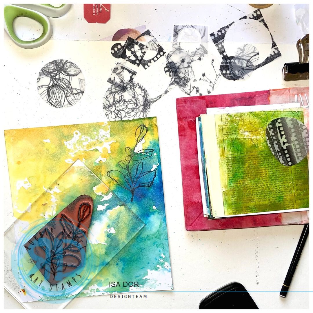 Mixed Media Art Journal Page with Sketchy Leaves – Rubber Dance Art ...
