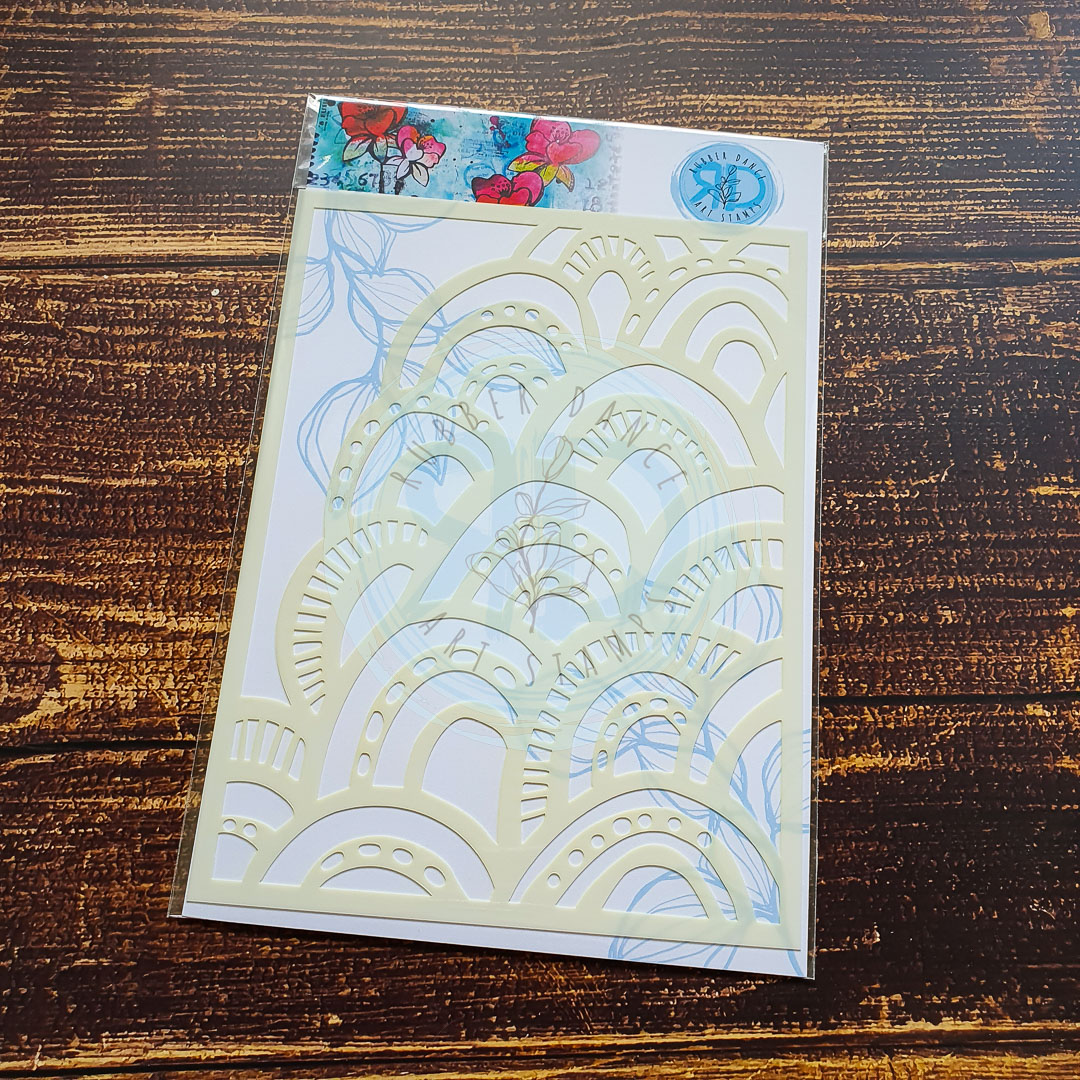 Mixed Media Index Card with Rainbow Stencil and Brusho Background ...