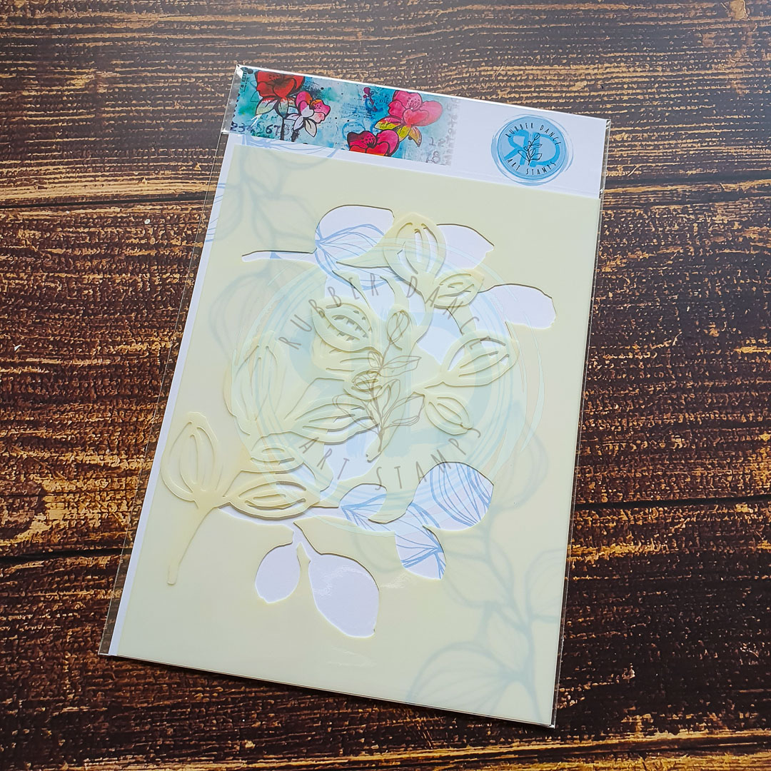 Mixed Media Index Cards with Sketchy Leaves Stencil and Brusho Background – Rubber Dance Art ...