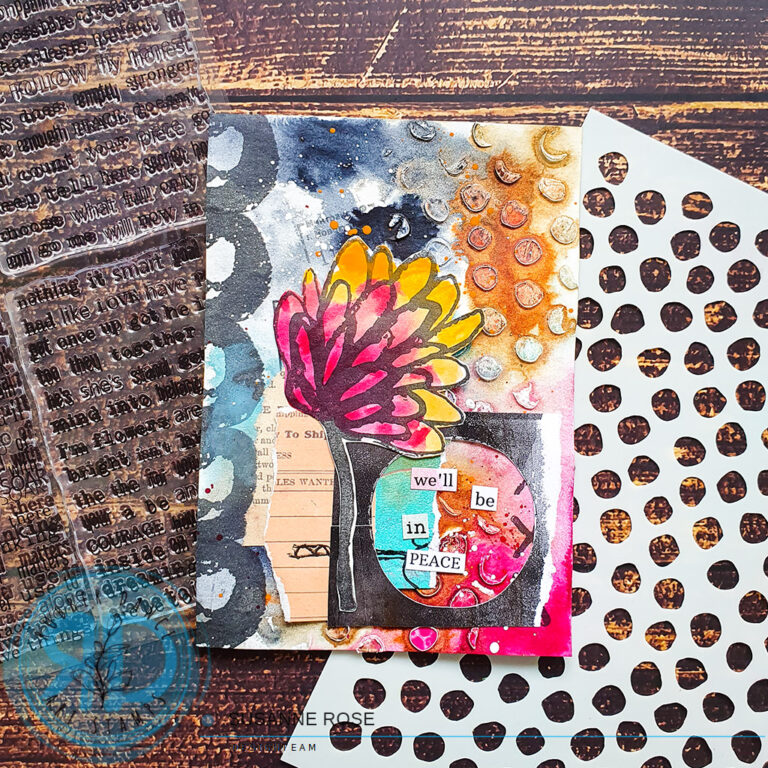 Adding Background Textured with Stencils – Mixed Media Icads – Rubber Dance Art Stamps Blog