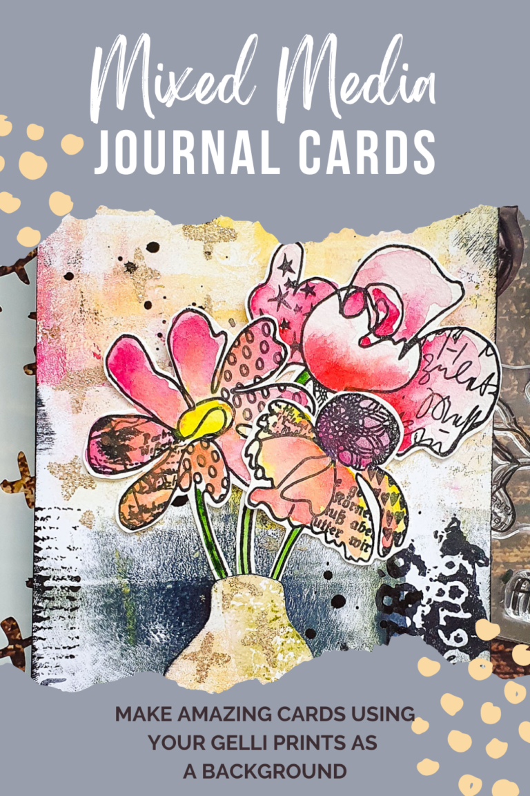 Mixed Media Index Card on a Gel Print with Doodle Flowers – Rubber ...