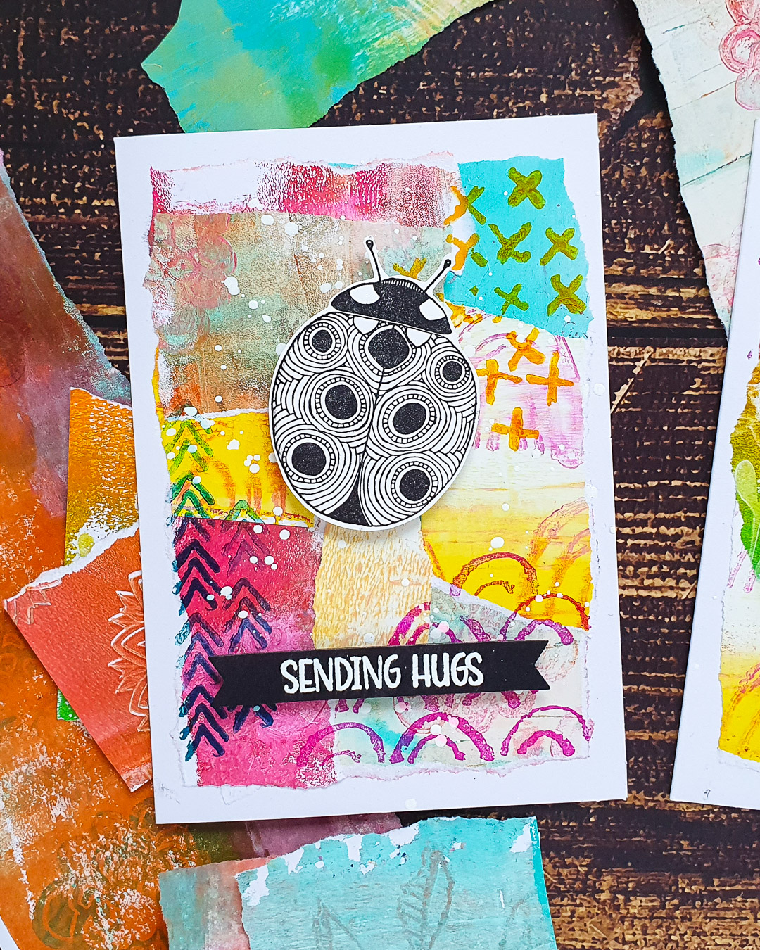 Greeting Cards with Gelli Print Collage – Rubber Dance Art Stamps Blog