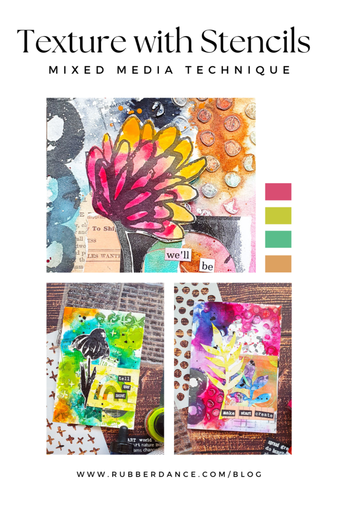 Adding Background Textured with Stencils – Mixed Media Icads – Rubber ...