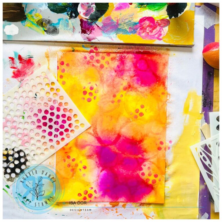 ATC with Spray Inks and Stencils – Rubber Dance Art Stamps Blog