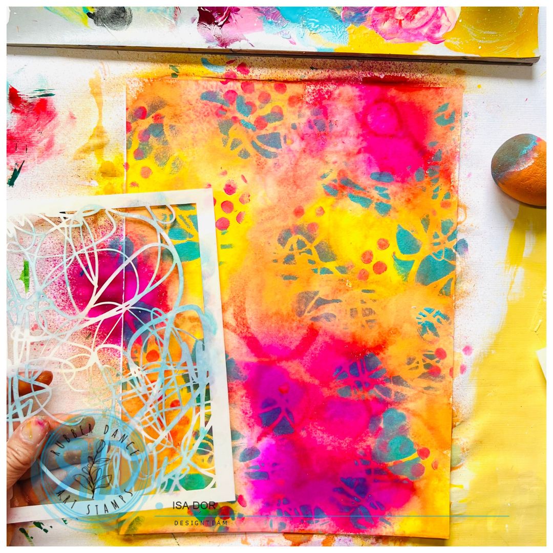 ATC with Spray Inks and Stencils – Rubber Dance Art Stamps Blog