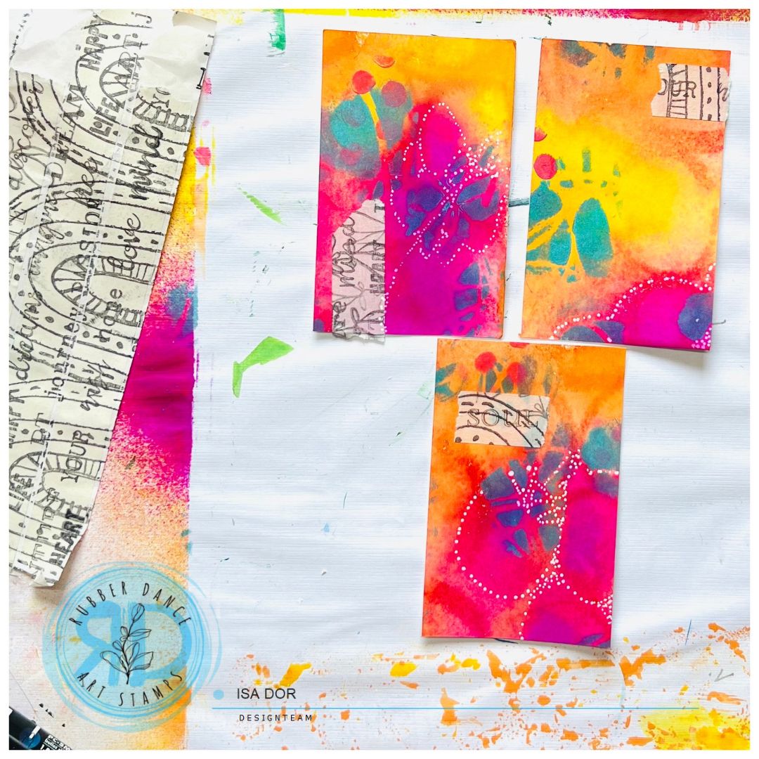 ATC with Spray Inks and Stencils – Rubber Dance Art Stamps Blog