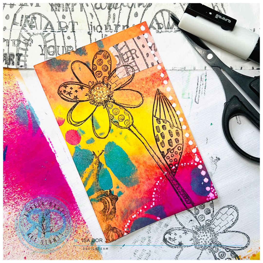 ATC with Spray Inks and Stencils – Rubber Dance Art Stamps Blog