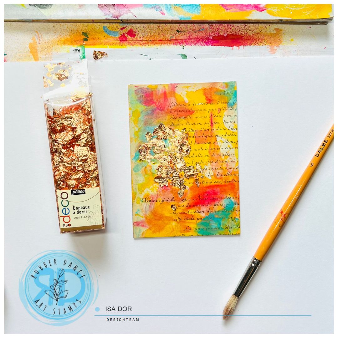 Stamping Textured Flowers with Gold Leaf – Rubber Dance Art Stamps Blog