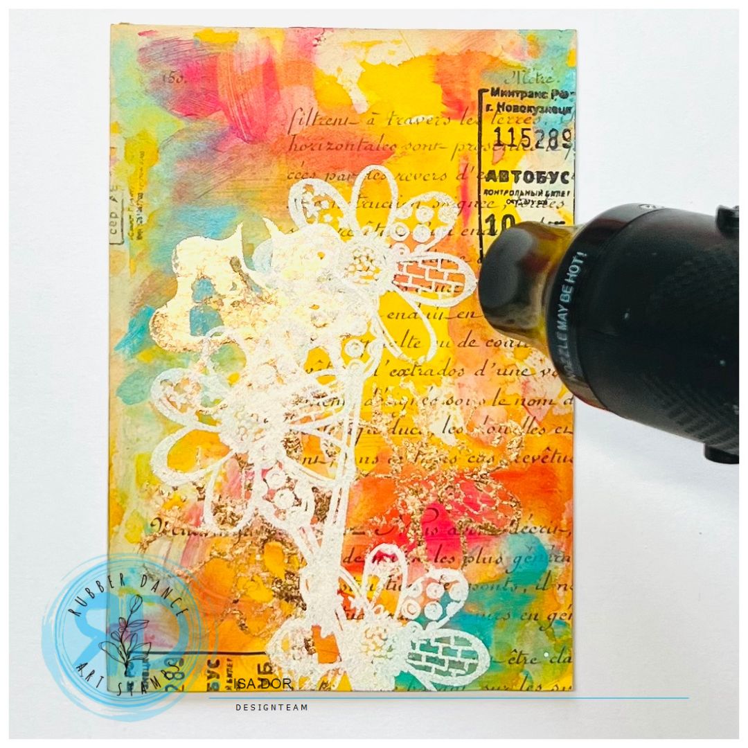 Stamping Textured Flowers with Gold Leaf – Rubber Dance Art Stamps Blog