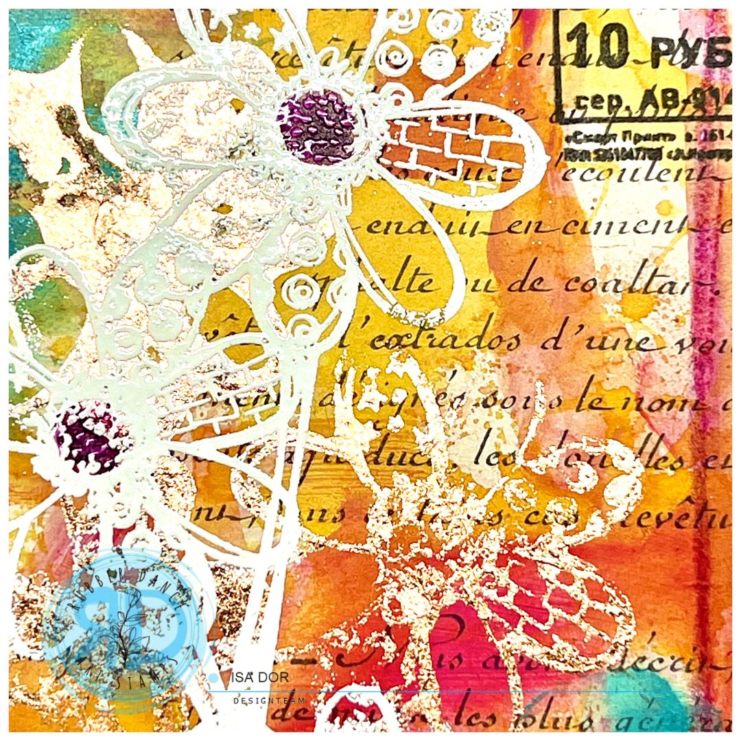 Stamping Textured Flowers with Gold Leaf – Rubber Dance Art Stamps Blog
