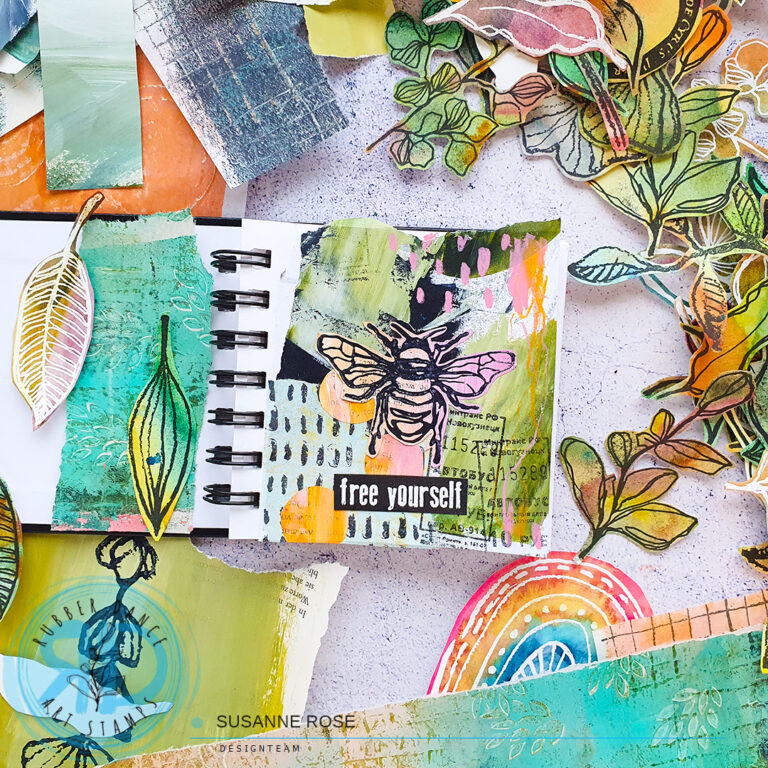 Mixed Media Art Journal Page with Inky Friends – Rubber Dance Art ...