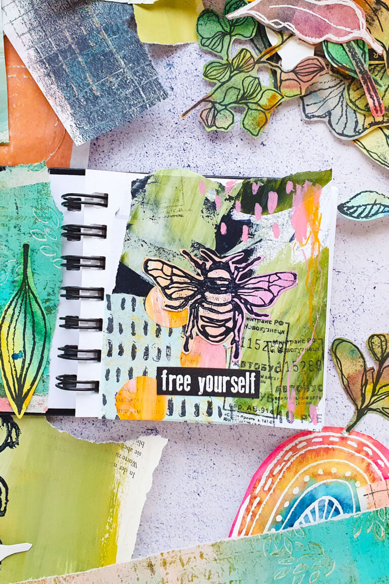 Mixed Media Art Journal Page with Inky Friends – Rubber Dance Art ...