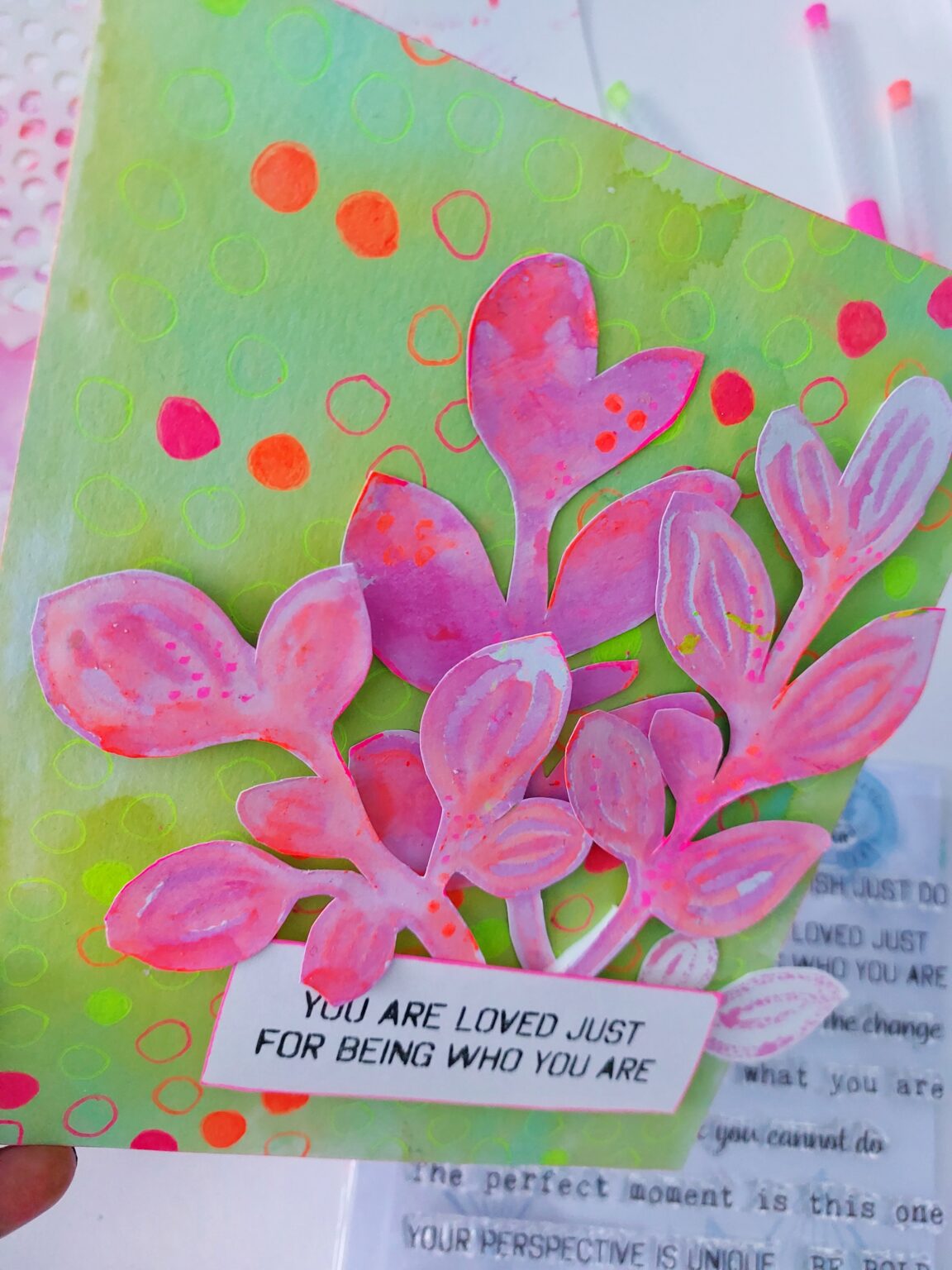 Lovely Summer Greeting Card with Sketchy Leaves Stencil – Rubber Dance ...