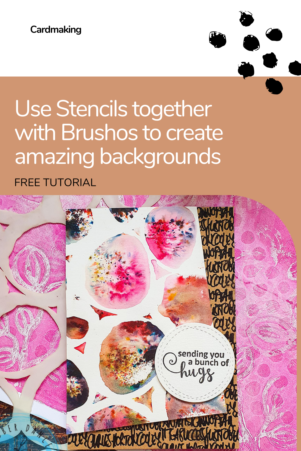 Greeting Card with Stencil Background and Brushos – Rubber Dance Art Stamps Blog