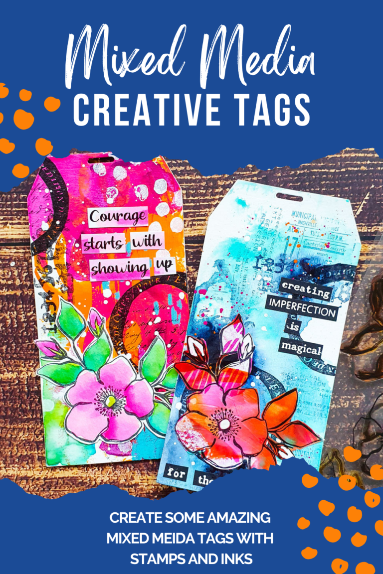Mixed Media Tags with Inky Flowers – Rubber Dance Art Stamps Blog