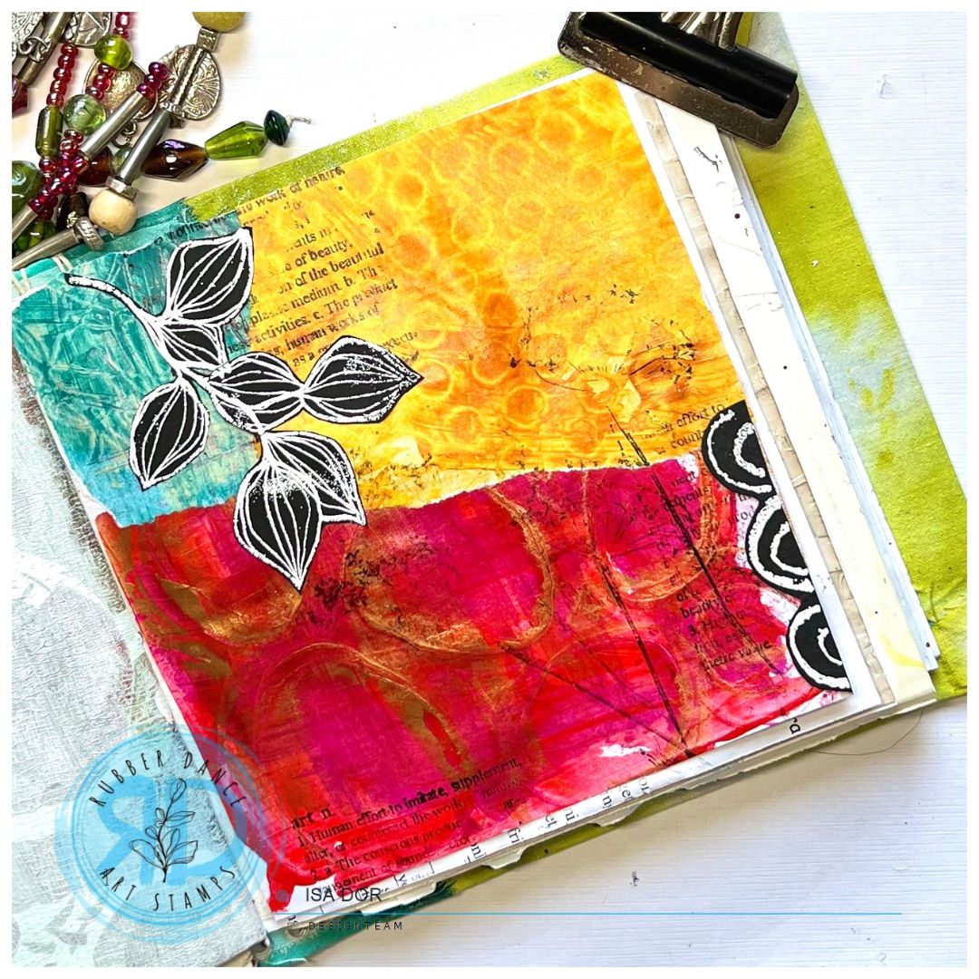 Art Journal Page with Reverse Stenciling – Rubber Dance Art Stamps Blog