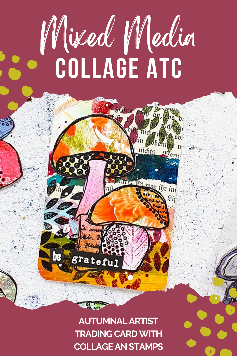 Artist Trading Card with Textured Mushrooms and Gelli Prints – Rubber ...