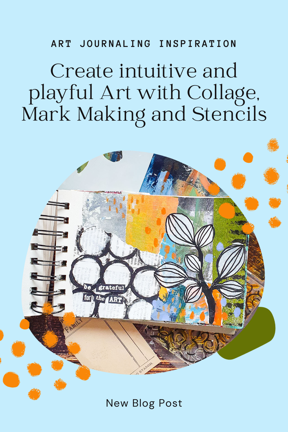 Abstract Collage with Stenciled Focal Point – Rubber Dance Art Stamps Blog
