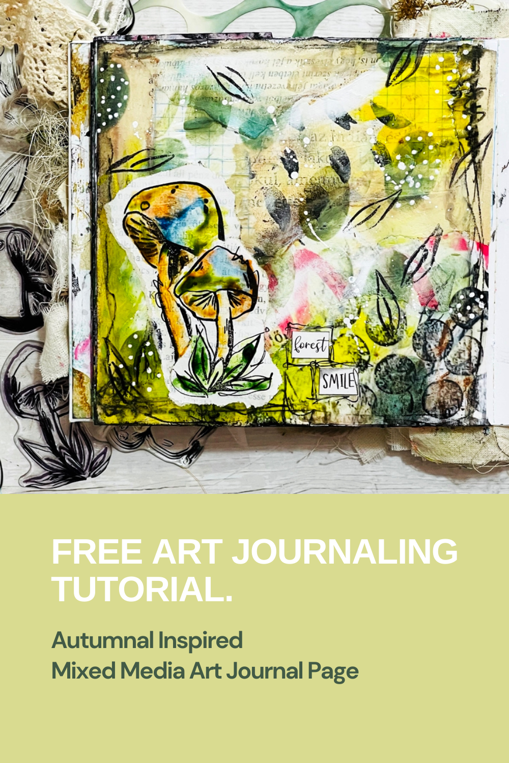 Deep In The Forest Journal Page Tutorial with Inky Mushrooms – Rubber ...