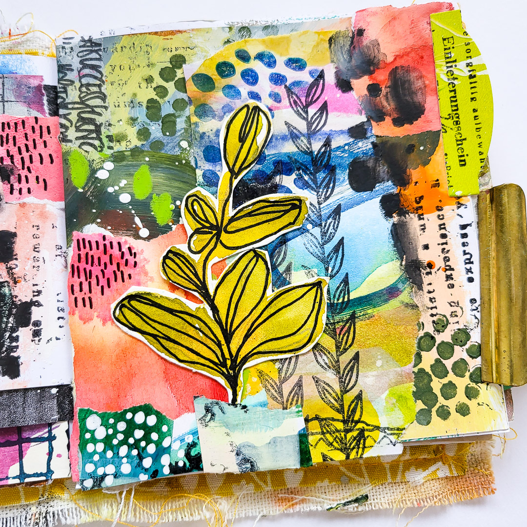 Messy Mixed Media Art Journal Collage with Sketchy Leaves – Rubber ...