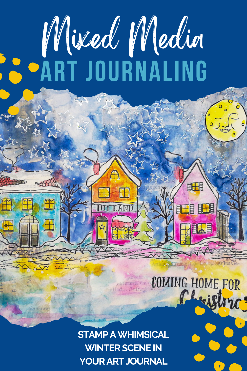 Merry Christmas – Winter Art Journal Page – Rubber Dance Art Stamps Blog