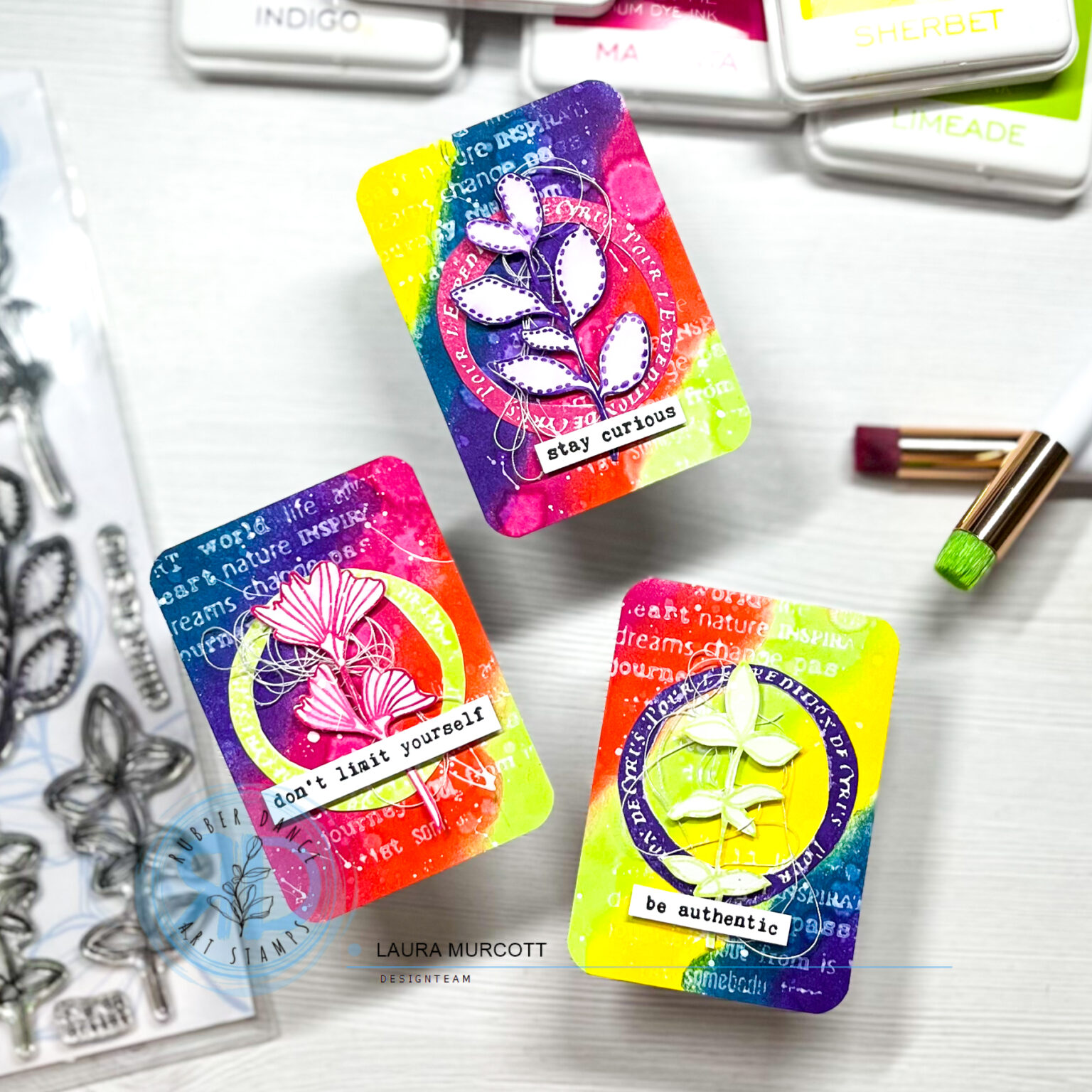 Artist Trading Cards using Collage Leaves – Rubber Dance Art Stamps Blog